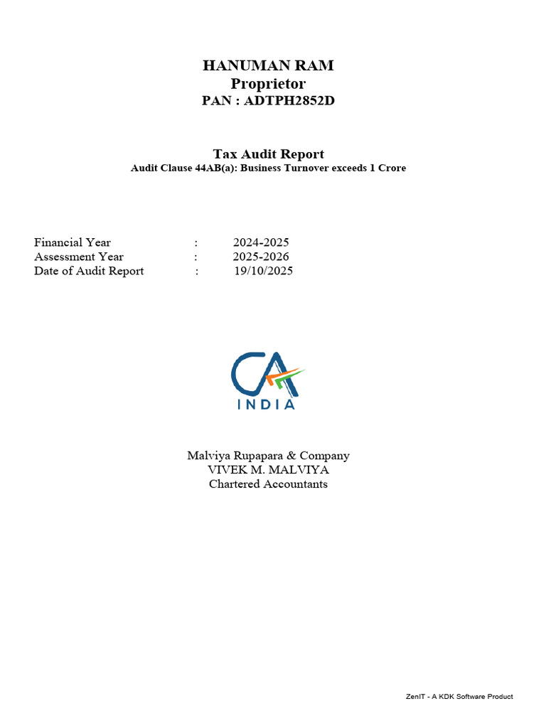 Avron Bags Tax Audit Report | PDF | Payments | Cheque