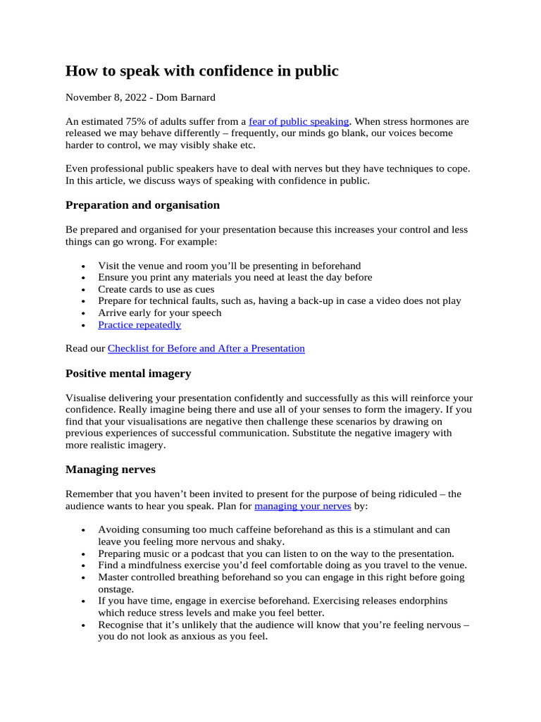 4.2 Confidence in Public Speaking | PDF | Public Speaking | Body Language