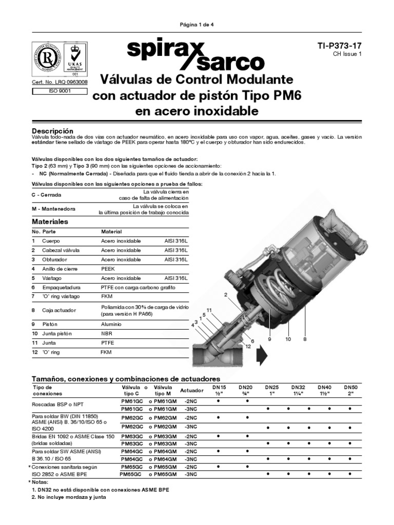 Valvula Modulante Spirax Sarco | PDF | Solenoide | Ingeniería mecánica