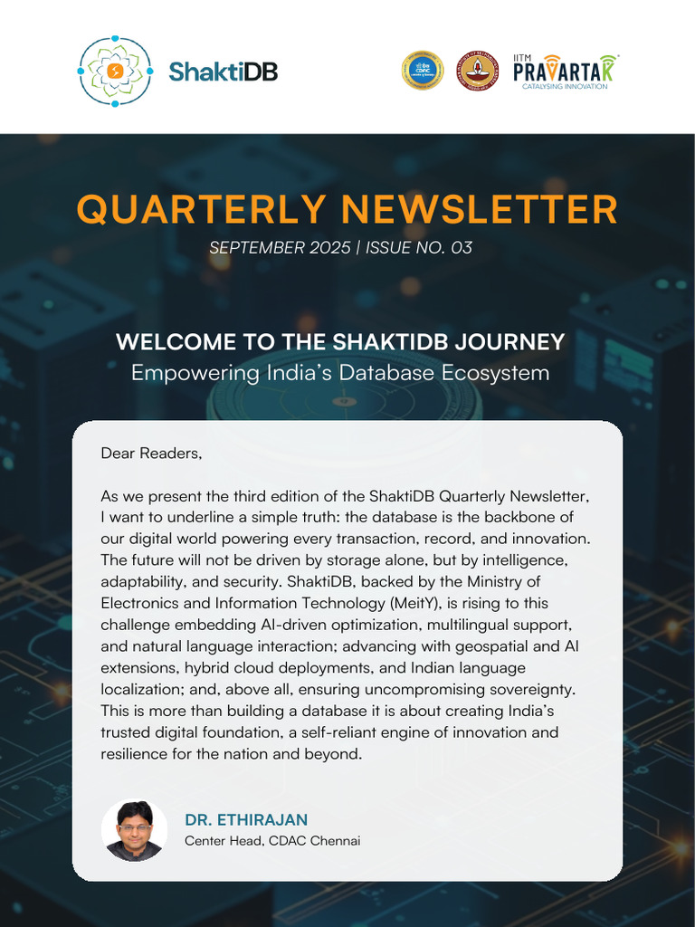 ShaktiDB Quarterly Newsletter Sep - 2025 | PDF | Databases | Postgre Sql