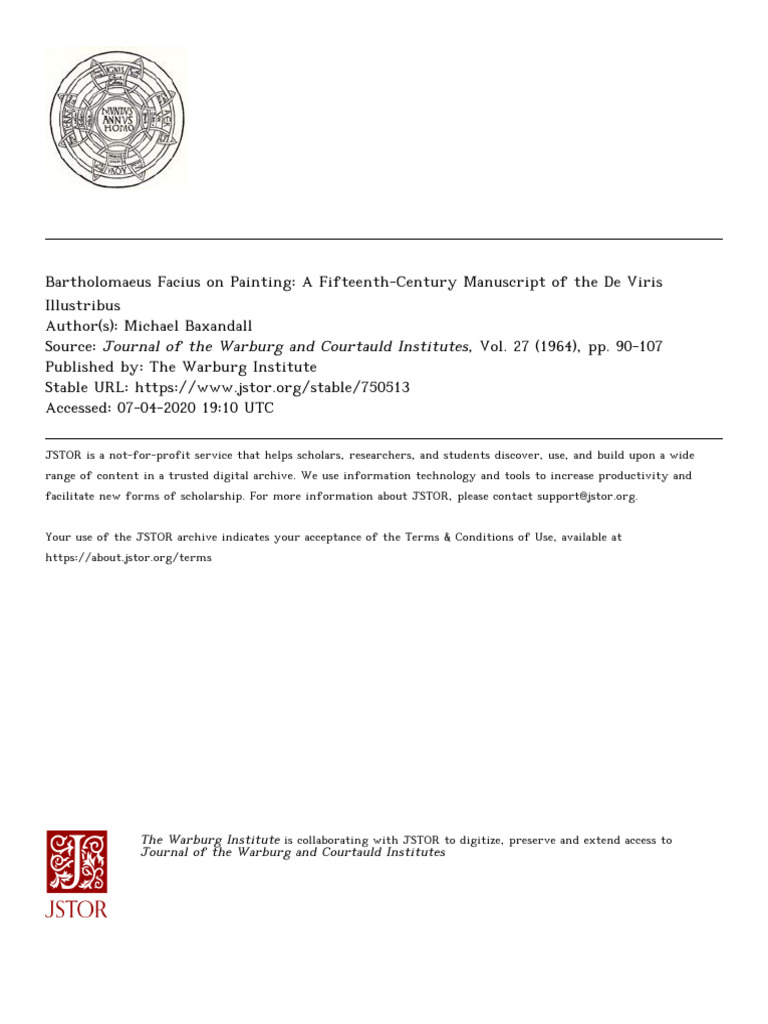 Bartholomaeus Facius On Painting - A Fifteenth-Century - Michael ...