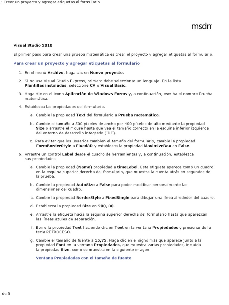 Tutorial Crear Una Prueba Matematica en Visual Studio C# | PDF | C ...
