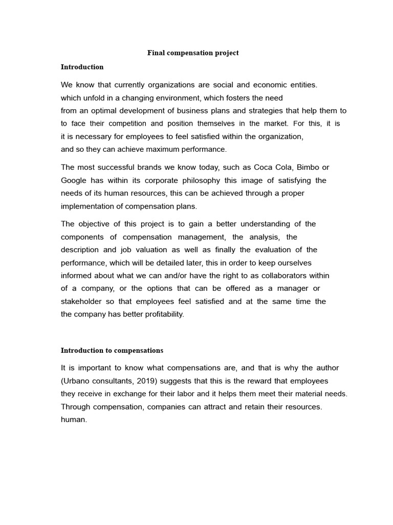 Final Project Compensation | PDF | Incentive | Employment