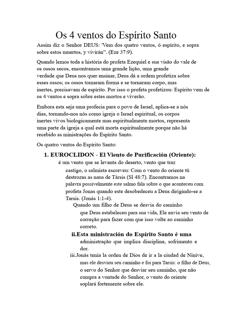 Quatro Ventos do Espírito Santo | PDF | Espírito Santo (religião) | Deus