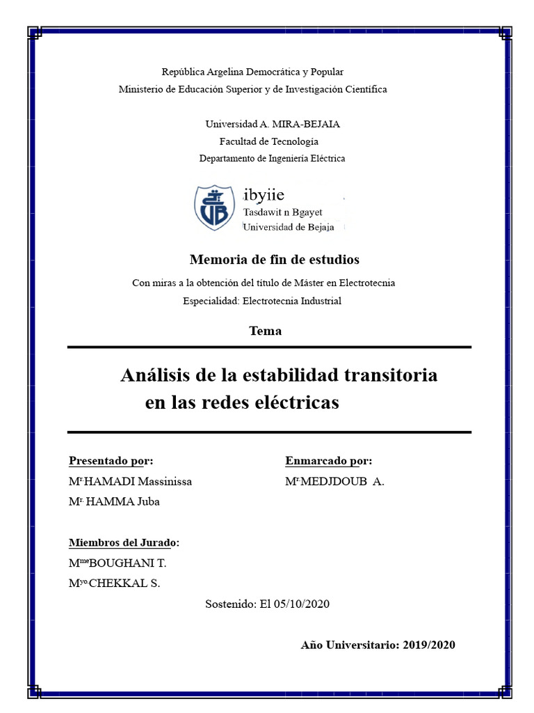 Análisis de La Estabilidad Transitoria en Redes Eléctricas | PDF ...