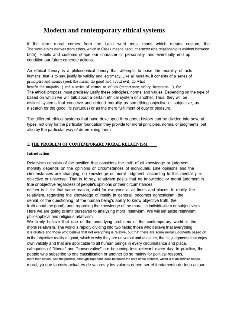 Understanding Modern Ethical Systems | PDF | Relativism | Pragmatism