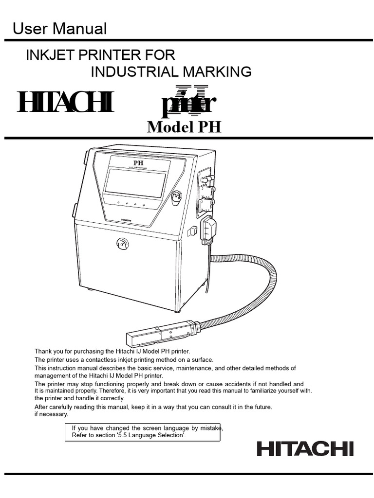 Hitachi IJ Model PH Printer Manual | PDF | Printer (Computing ...