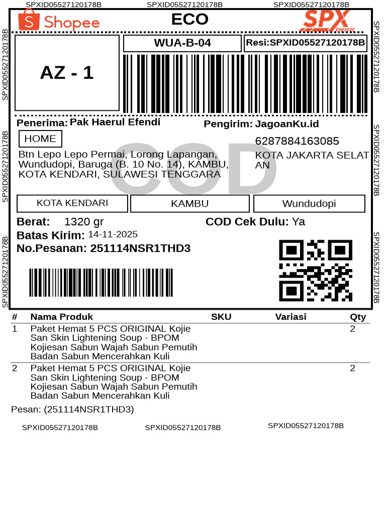 Resi Pengiriman Paket Kojie San | PDF