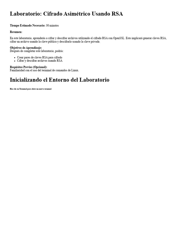 Laboratorio Cifrado Asimétrico Usando RSA | PDF | Cifrado | Clave ...
