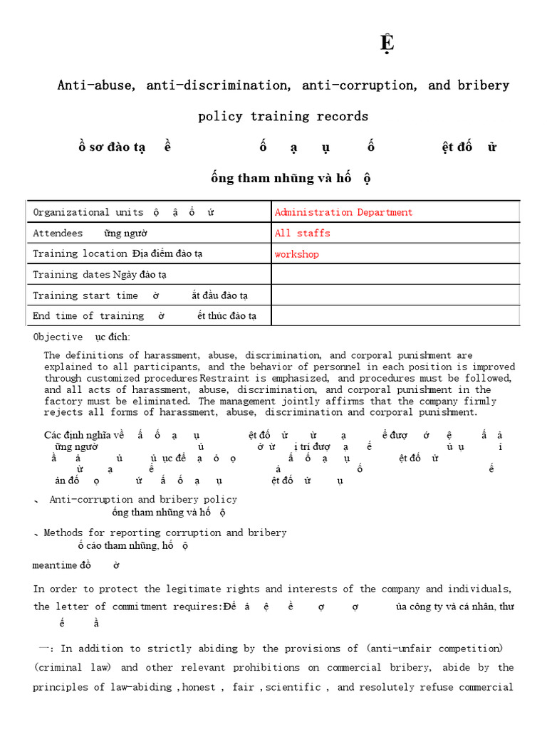 Anti-Bribery Training Records | PDF