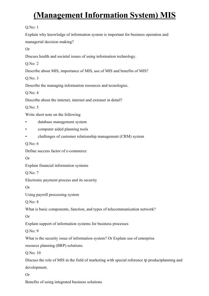 Importance of Management Information Systems | PDF | Business | Computers