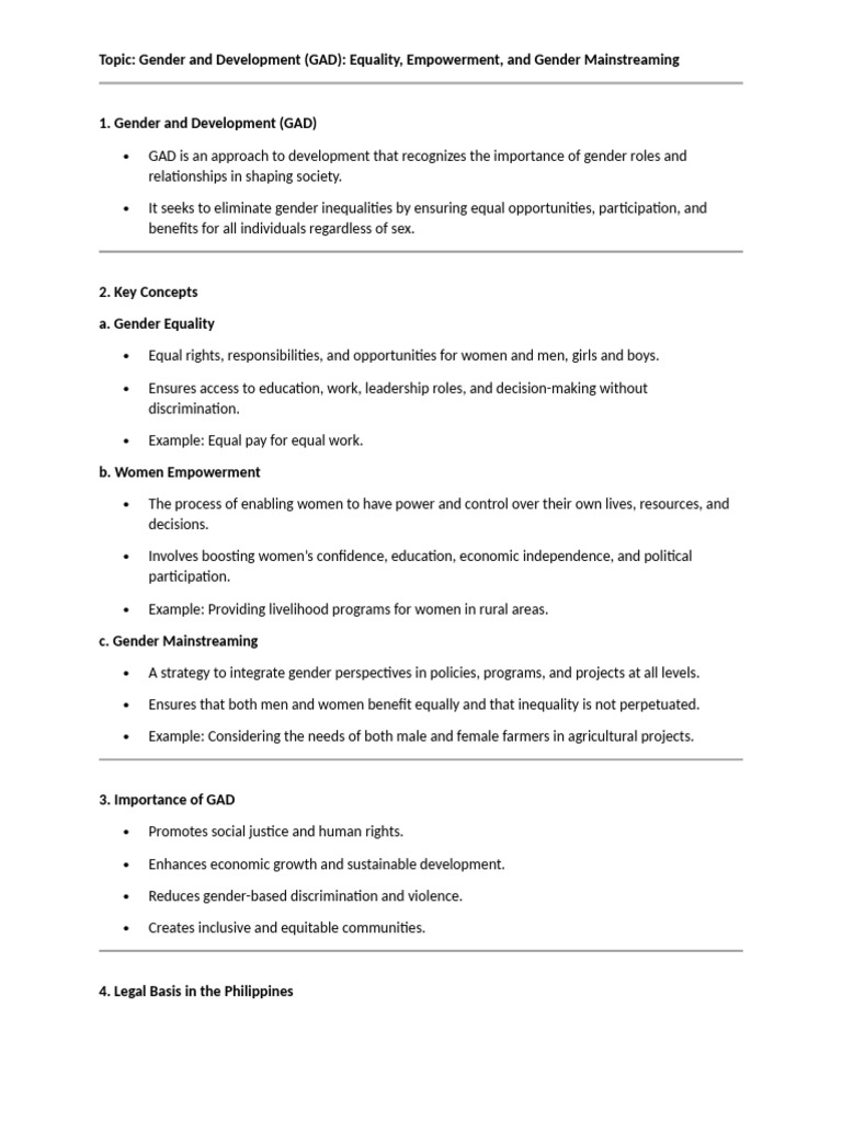 Gender and Development: Key Concepts Explained | PDF | Gender Equality ...