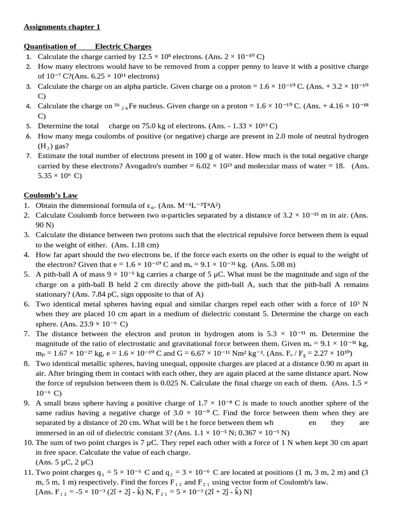 Electric Charge Calculations and Coulomb's Law | PDF | Force | Electron