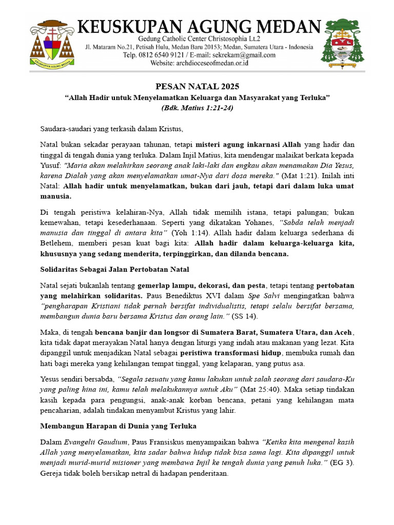 Pesan Natal 2025: Harapan untuk Keluarga | PDF