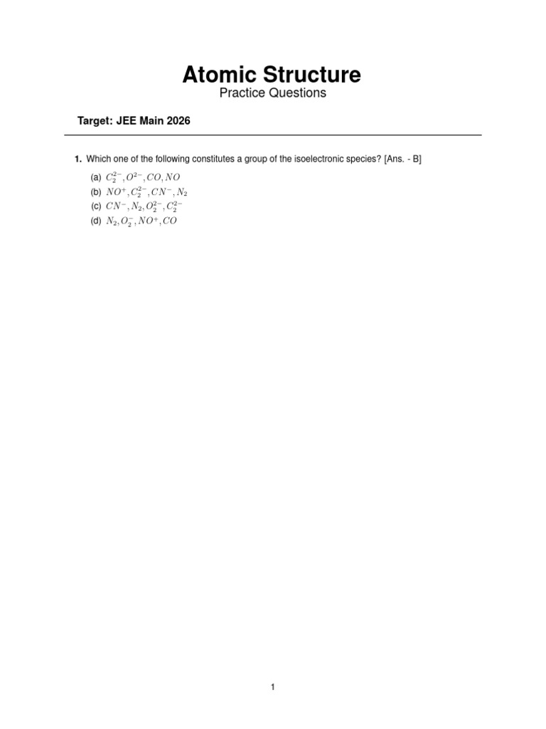 Atomic Structure Practice Questions | PDF | Atomic Orbital | Electron