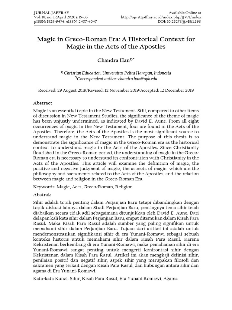 Magic in Greco Roman Era A Historical Co | PDF | Acts Of The Apostles ...