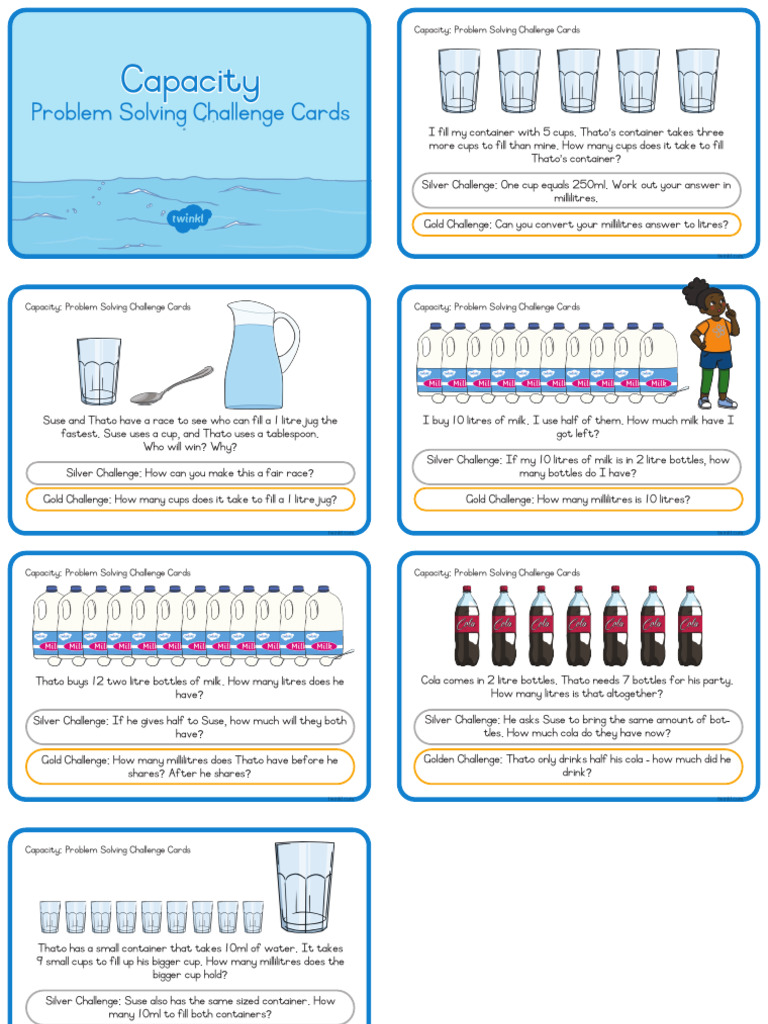 Capacity_problem_solving_challenge_cards_ver_4 | PDF | Litre | Metrology