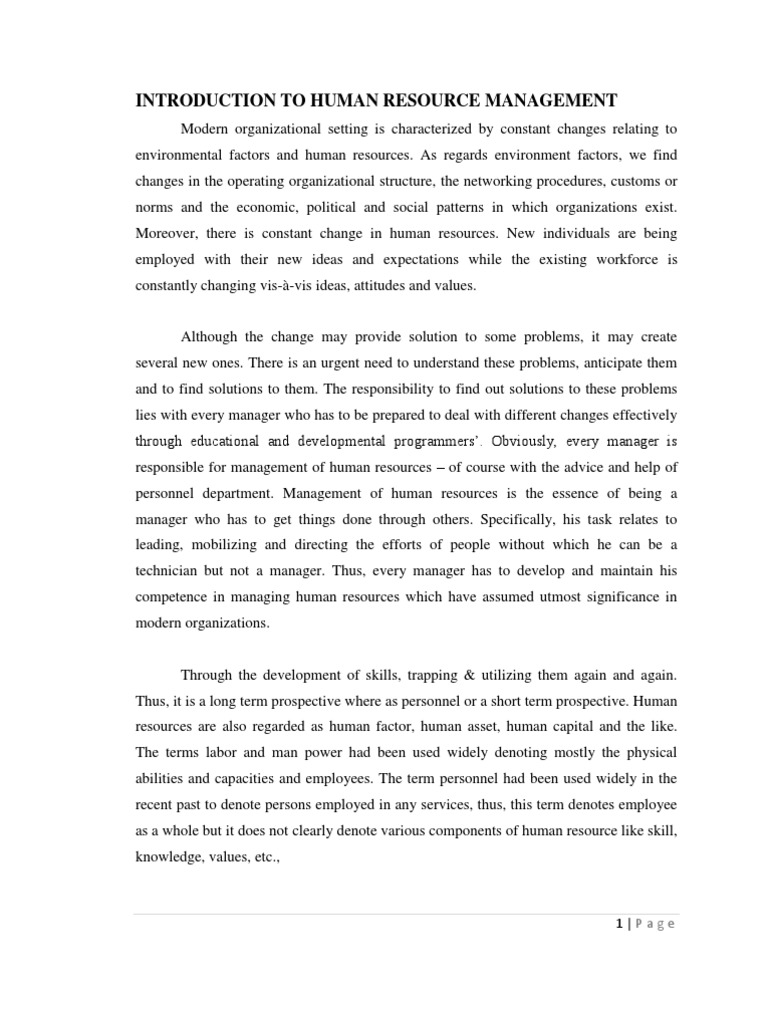 Introduction To Human Resource Management | PDF | Job Satisfaction ...
