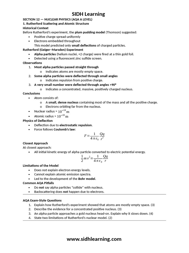 Rutherford Scattering & Nuclear Physics Guide | PDF | Atomic Nucleus ...
