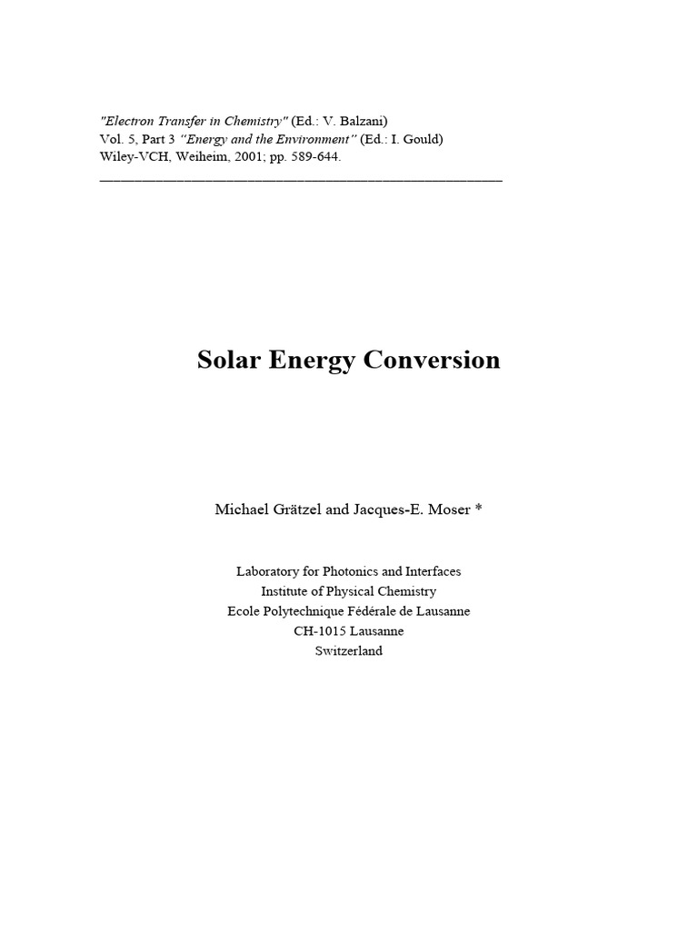 Solar Energy Conversion | PDF | Chemical Reactions | Photochemistry