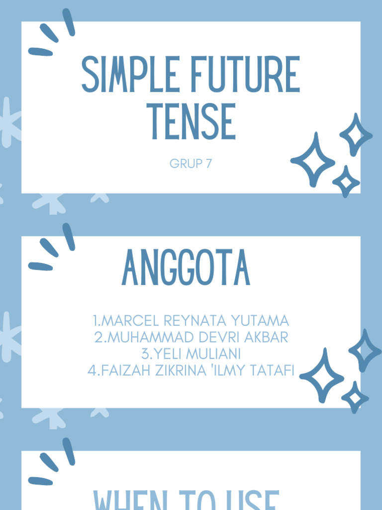 Simple Future Tense Grammar Presentation in Blue White Basic Style ...