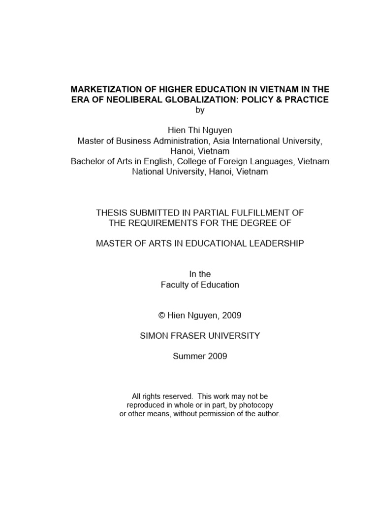 Marketization of Vietnam's Higher Education | PDF | Vietnam | French ...