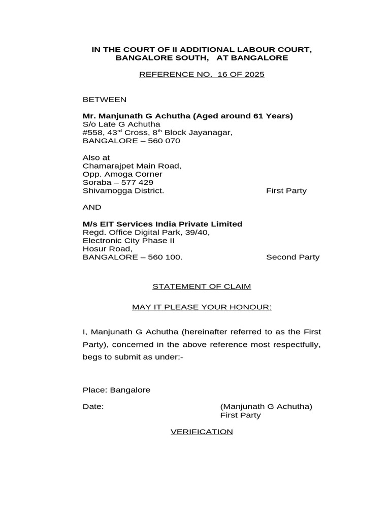 Claim Statement Draft | PDF