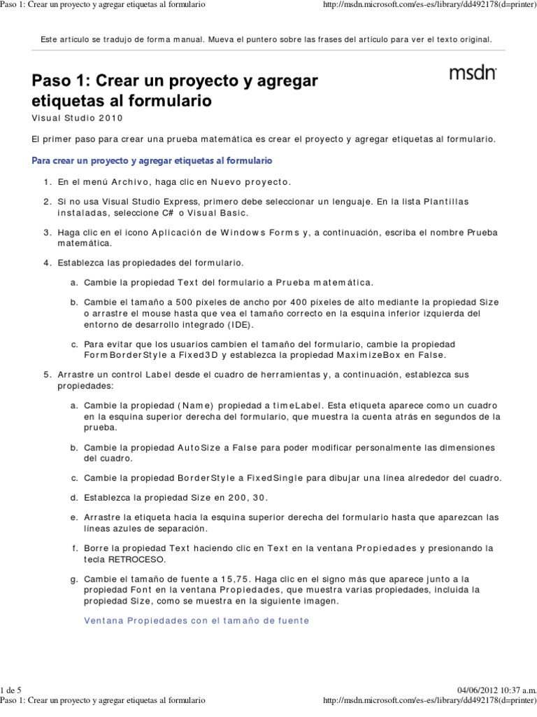 Tutorial Crear Una Prueba Matematica en Visual Studio C# | PDF | C ...