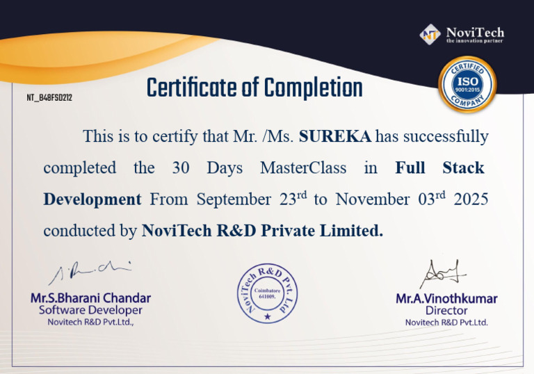Full Stack Development Certificate | PDF