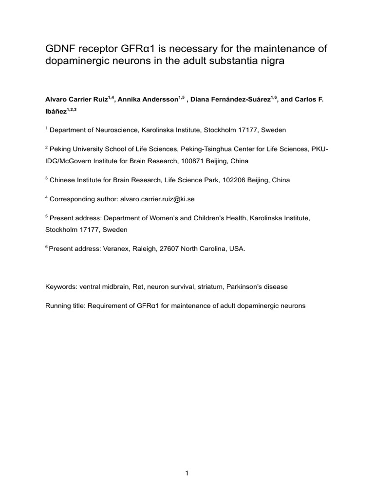 GDNF Receptor GFRα1 is Necessary | PDF | Zygosity | Cell Biology