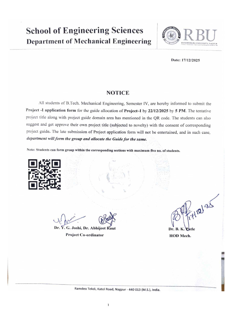 Project - 1 ME Notice | PDF