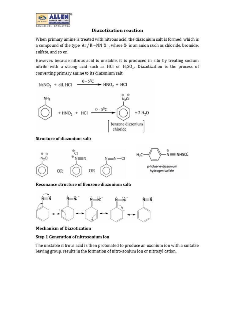 Diazotization Reaction Theory 6ef52def 5baf 4bd3 8cf7 183041c7e15a | PDF