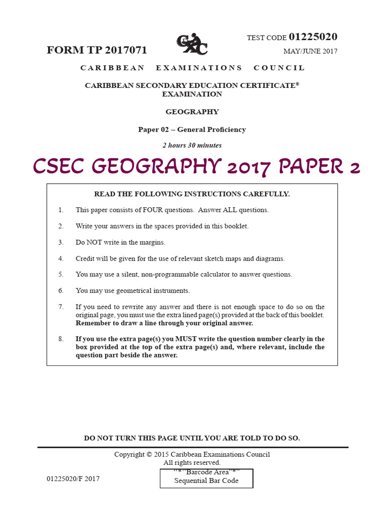 CSEC Geography Exam Paper 2017 | PDF | River | Floodplain
