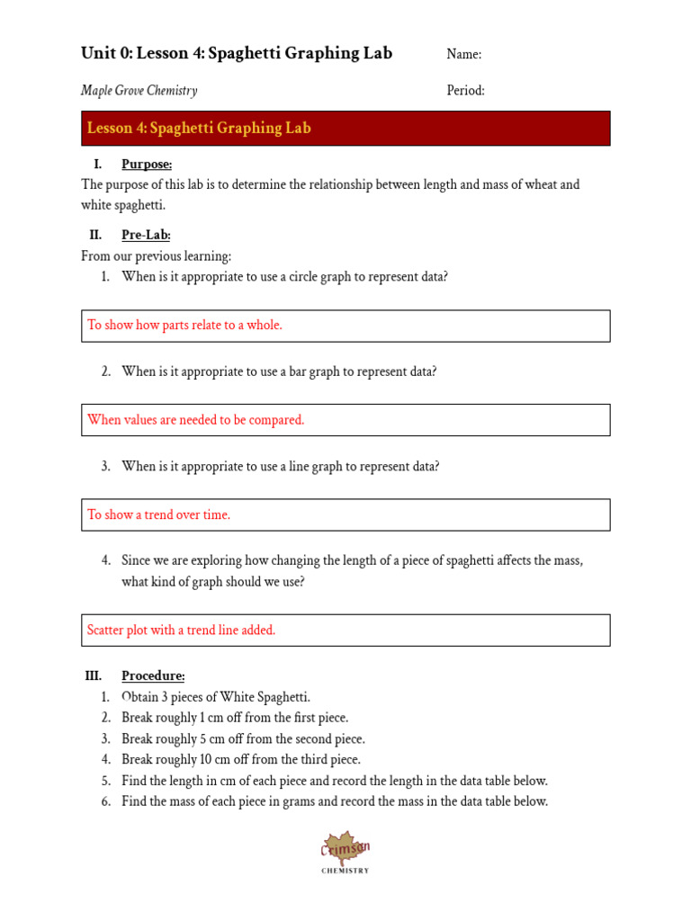 Spaghetti Length vs. Mass Lab Guide | PDF