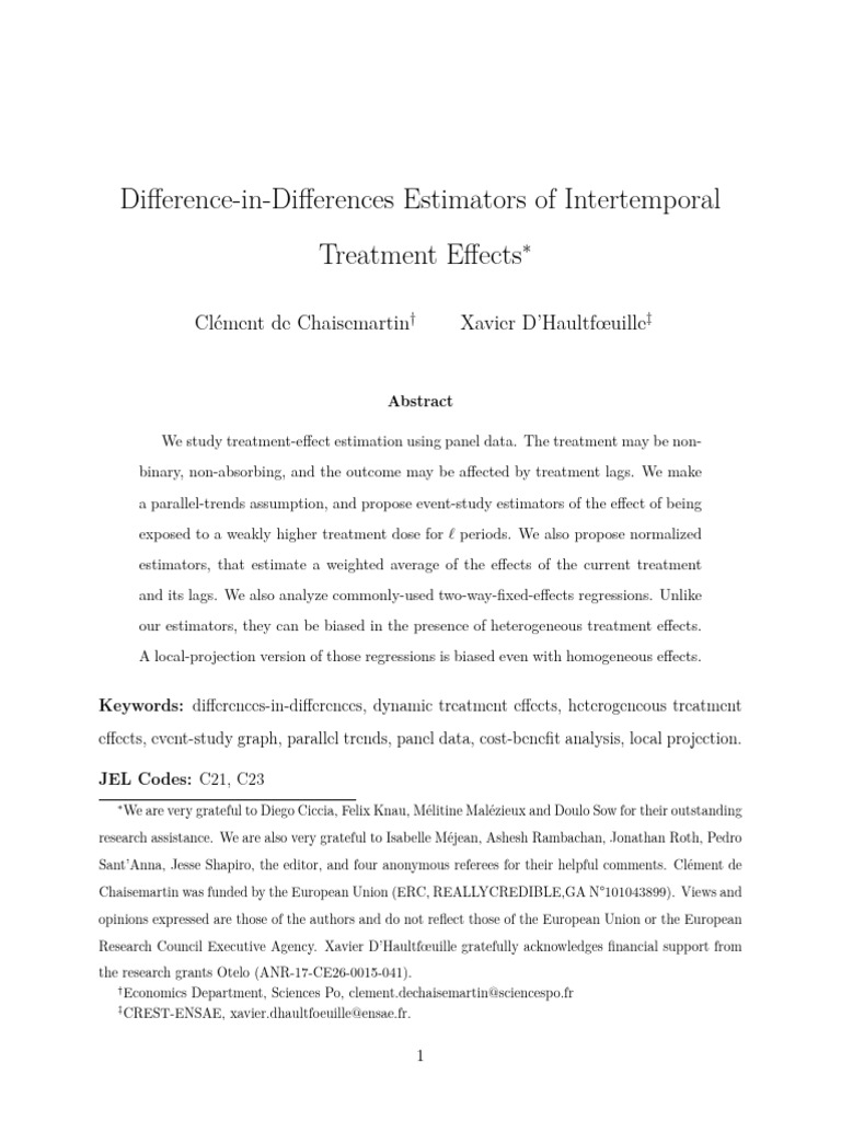Difference-in-Differences Estimators of Intertemporal Treatment Effects ...