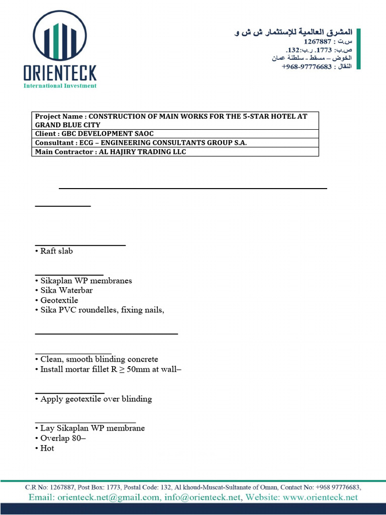 PVC Waterproofing Method Statement | PDF