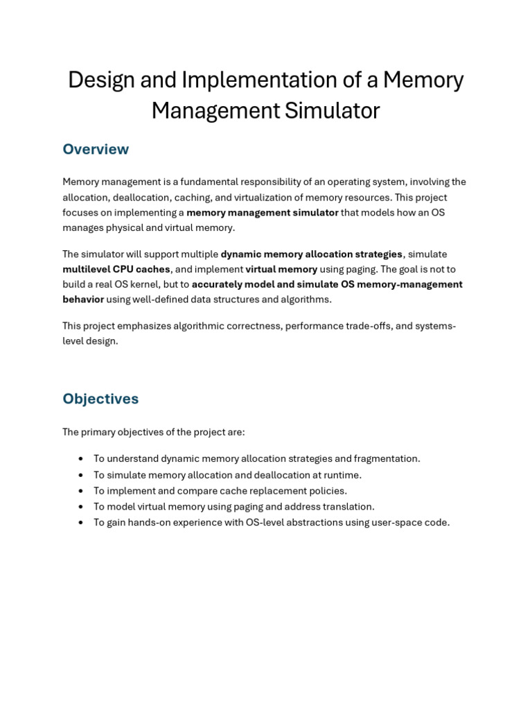 Memory Management Simulator Project | PDF | Cpu Cache | Computer ...