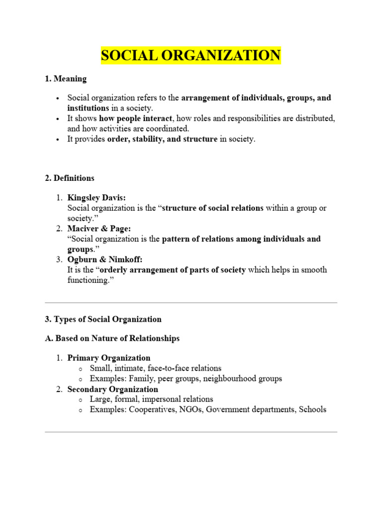 Social Organization | PDF | Economies