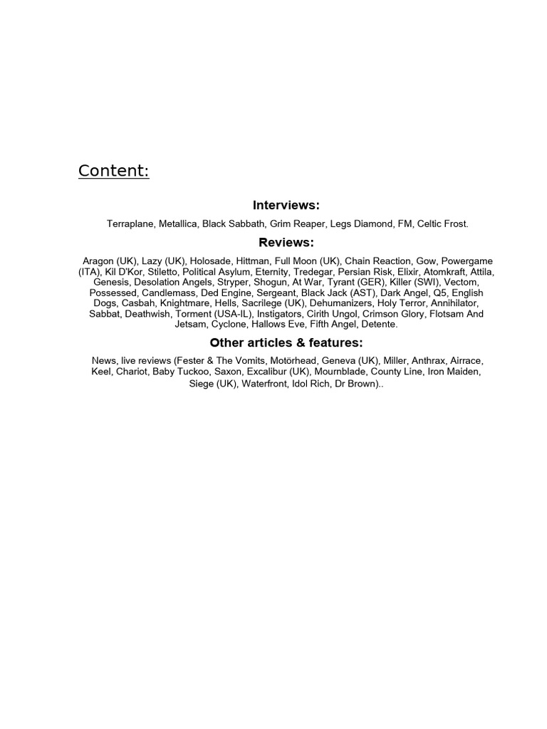 Metal Music Interviews and Reviews | PDF