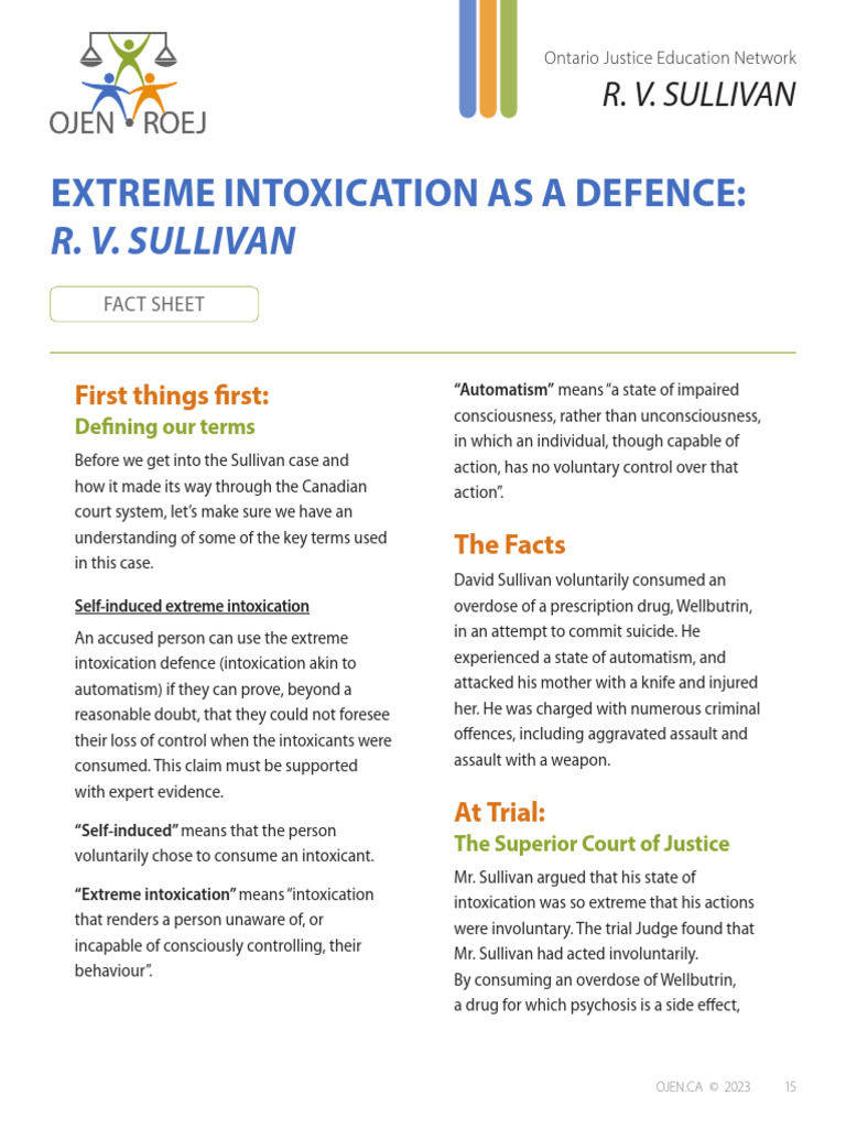 Extreme Intoxication R v Sullivan | PDF | Assault | Acquittal