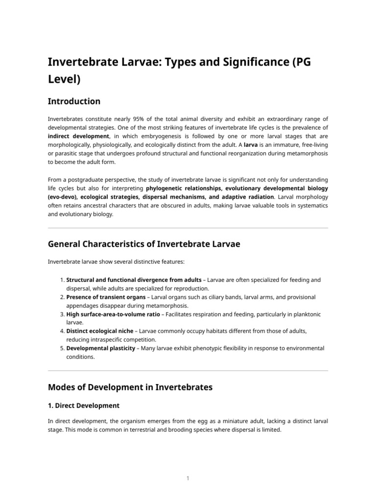 Invertebrate Larvae - Types and Significance | PDF | Crustacean | Mollusca