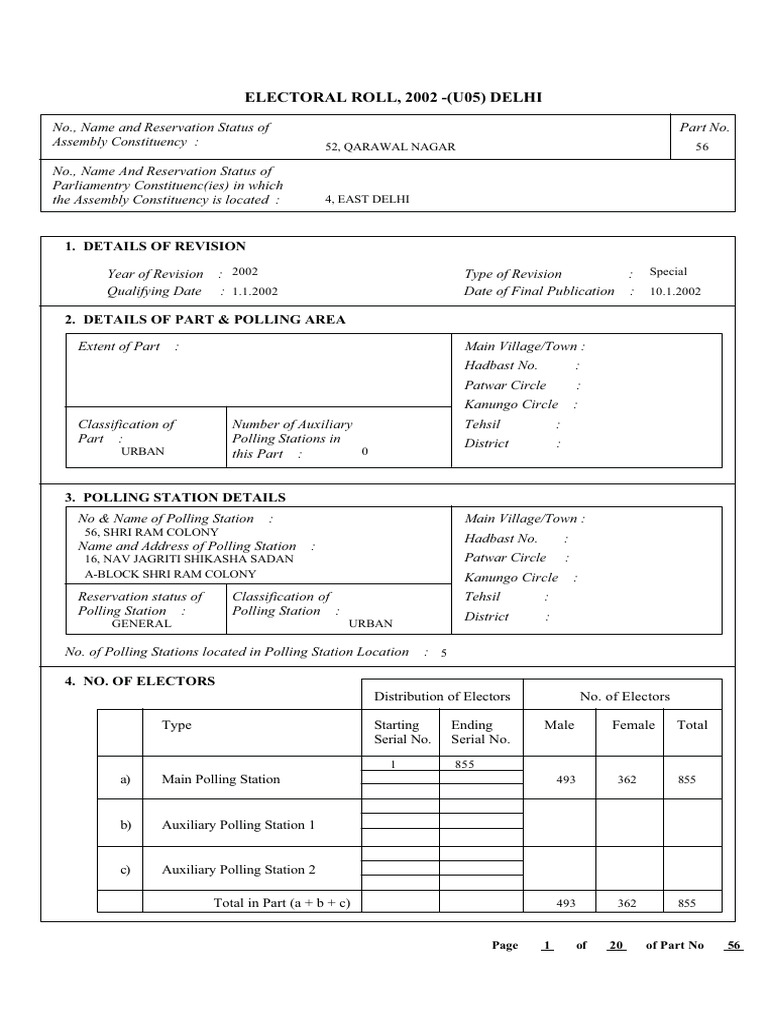 Delhi Electoral Roll 2002: QARAWAL NAGAR | PDF