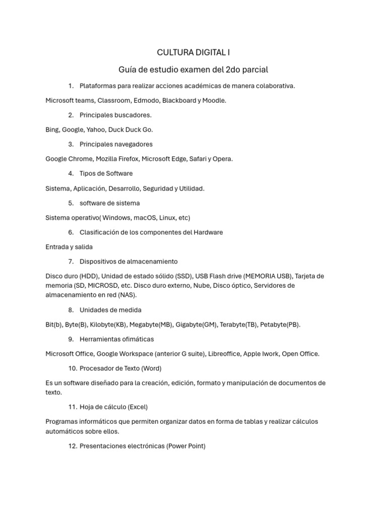 Guía de Estudio Examen Del 2do Parcial | PDF