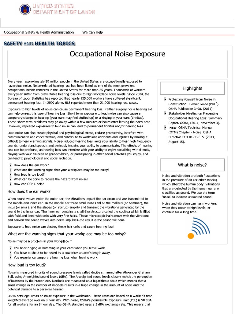 Safety and Health Topics Osha | PDF