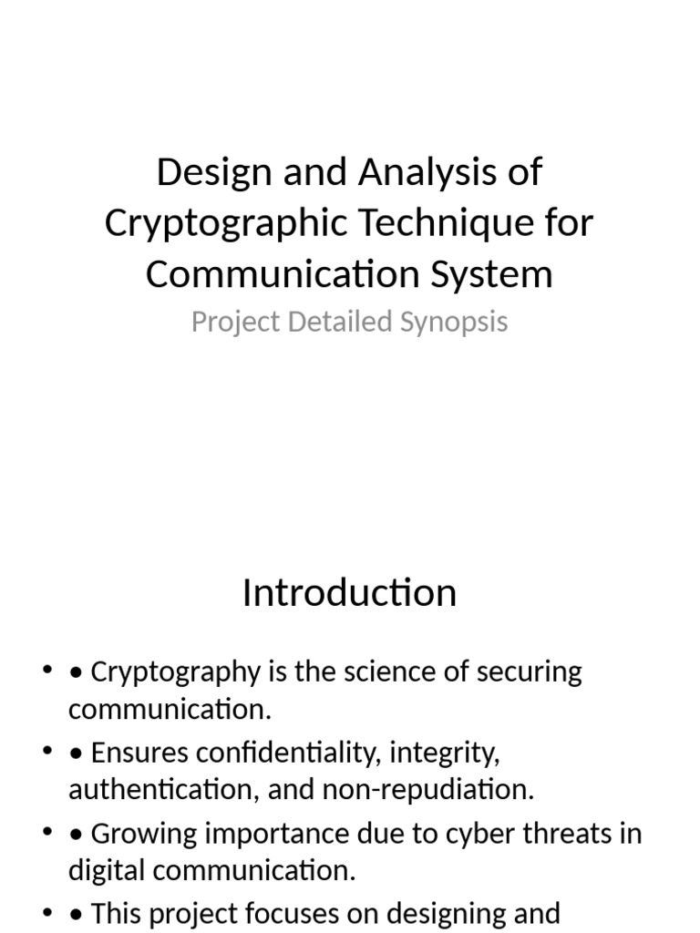 Cryptographic Technique Project Synopsis 2 | PDF