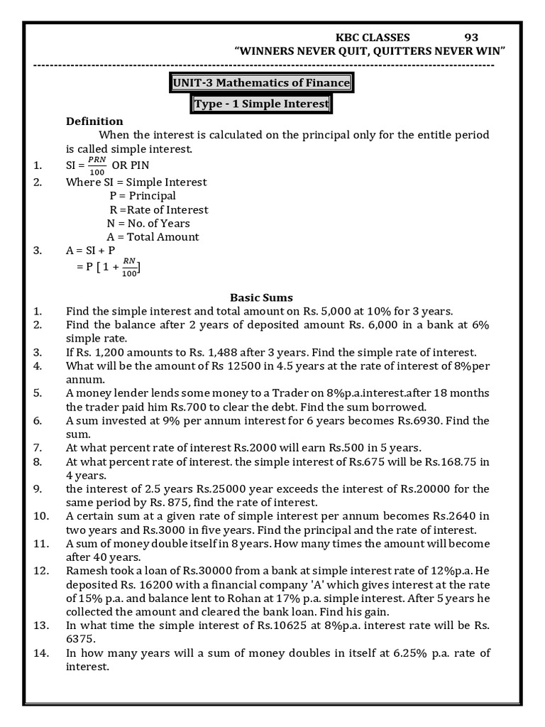 Mathematics of Finance: Interest Types | PDF | Interest | Compound Interest