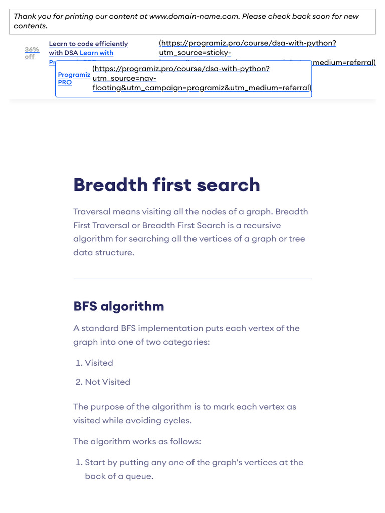 BFS Graph Algorithm(With Code in C, C++, Java and Python) | PDF ...