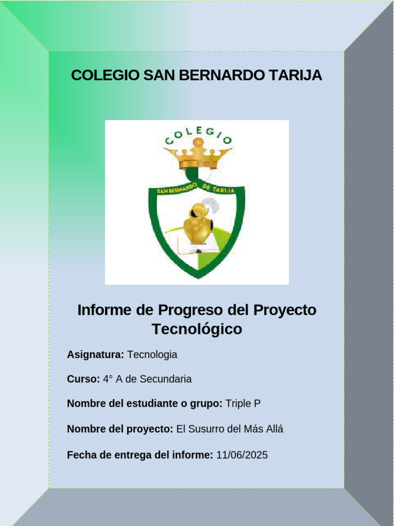 Informe de Progreso Del Proyecto Tecnol-Gico 1 | PDF
