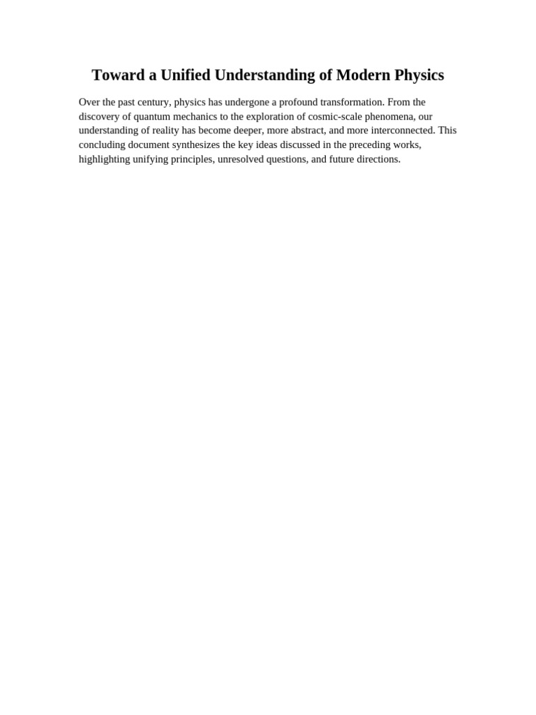 Unified Insights in Modern Physics | PDF | Physics | Quantum Mechanics