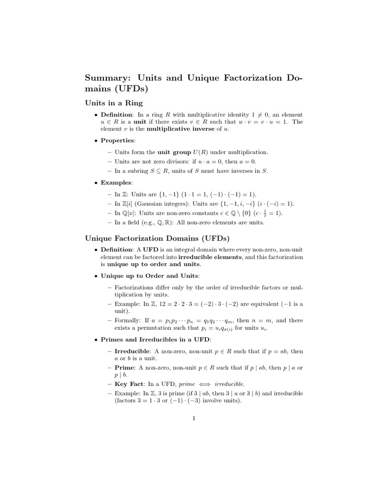 Unique Factorization Domain | PDF | Factorization | Ring (Mathematics)